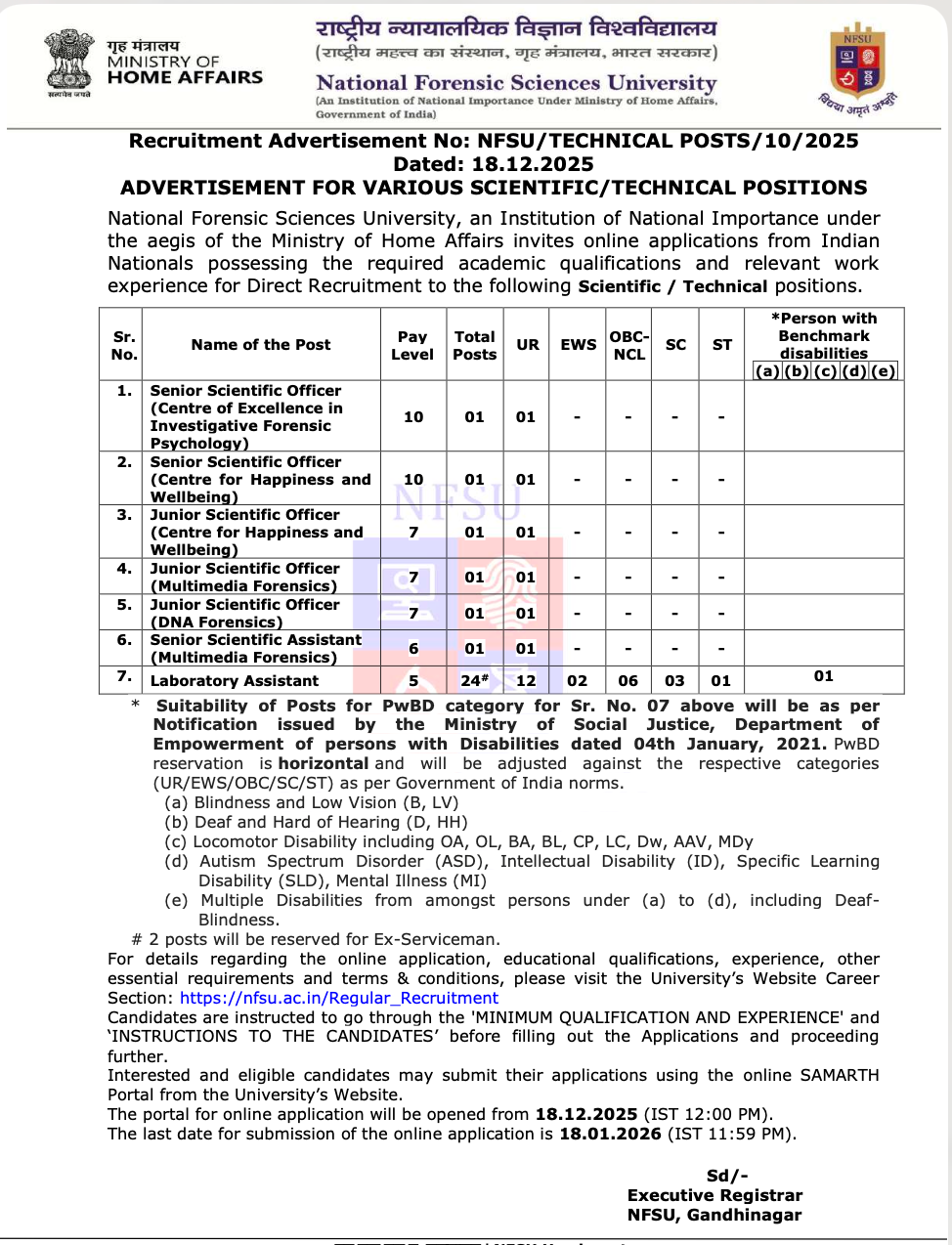 India’s Forensic University Announces Fresh Recruitment for Scientists ...